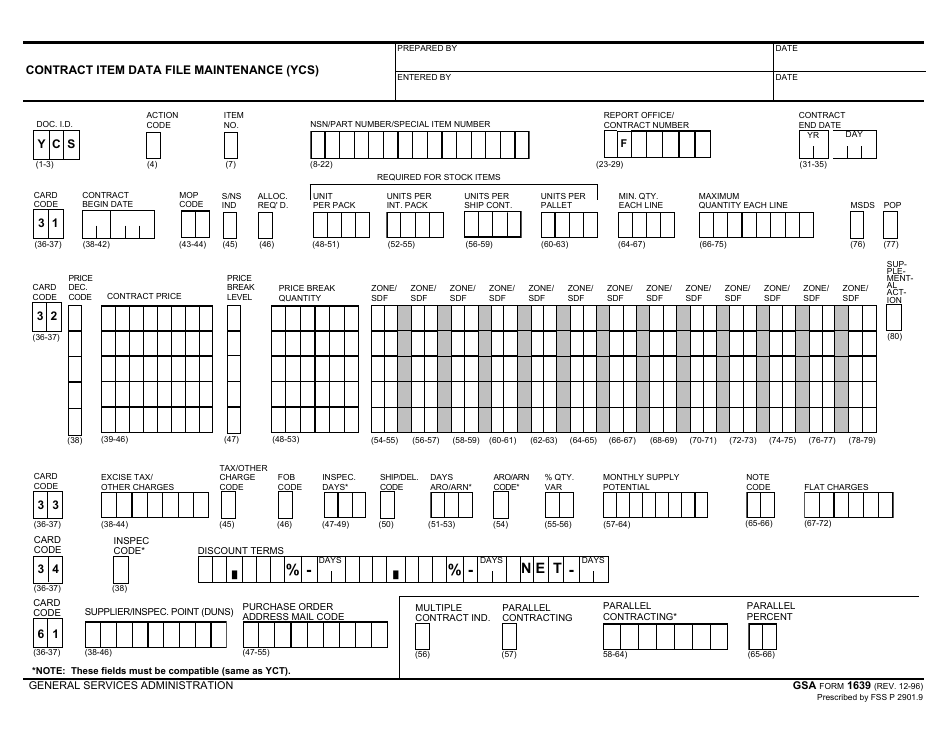 GSA Form 1639 - Fill Out, Sign Online and Download Fillable PDF ...