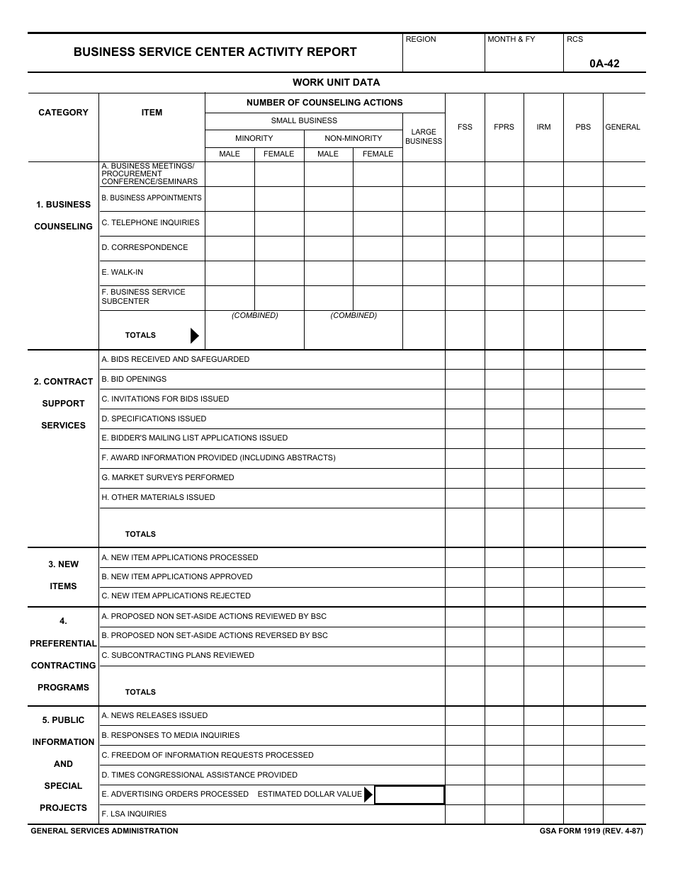 GSA Form 1919 - Fill Out, Sign Online and Download Fillable PDF ...