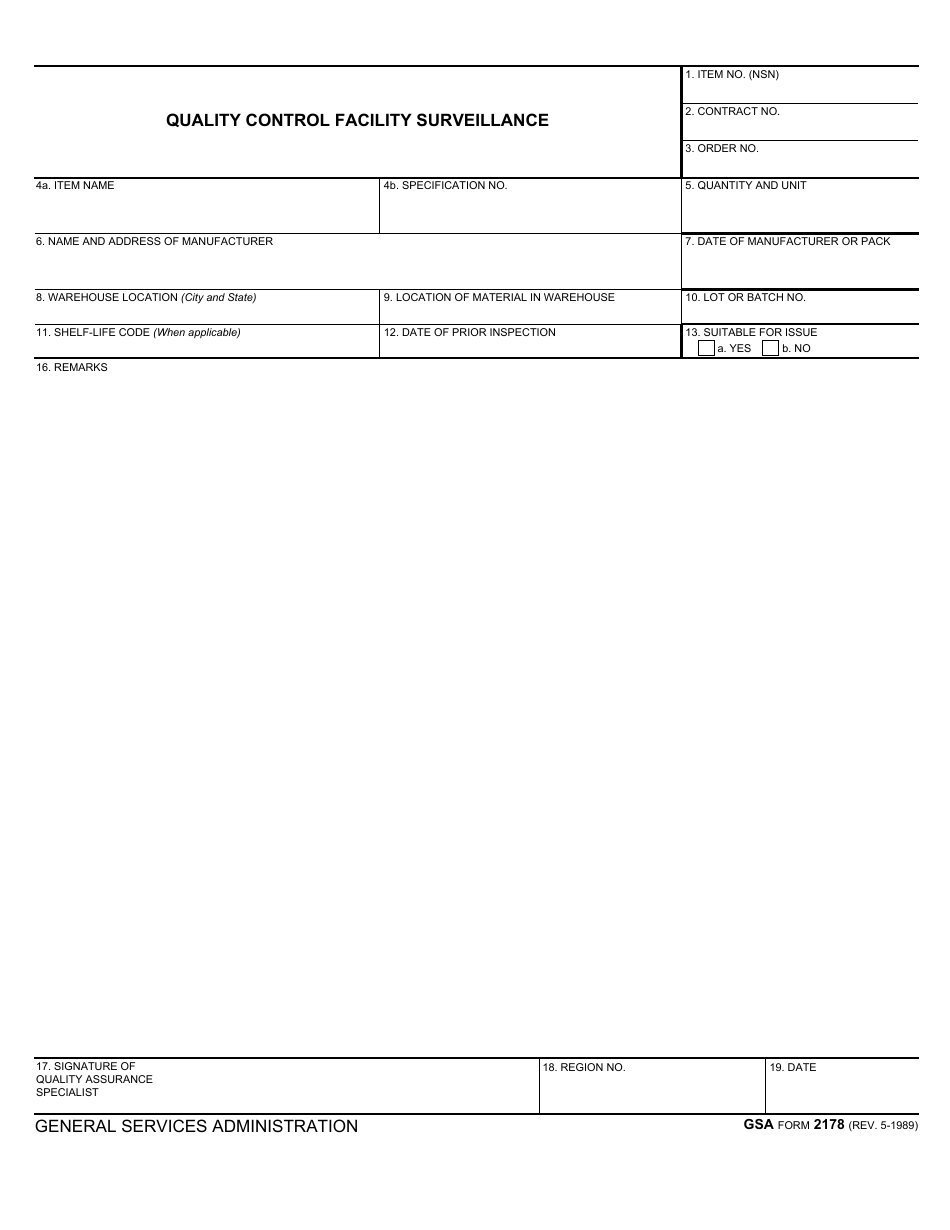 GSA Form 2178 - Fill Out, Sign Online and Download Fillable PDF ...