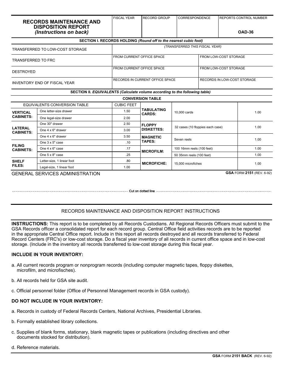 GSA Form 2151 - Fill Out, Sign Online and Download Fillable PDF ...