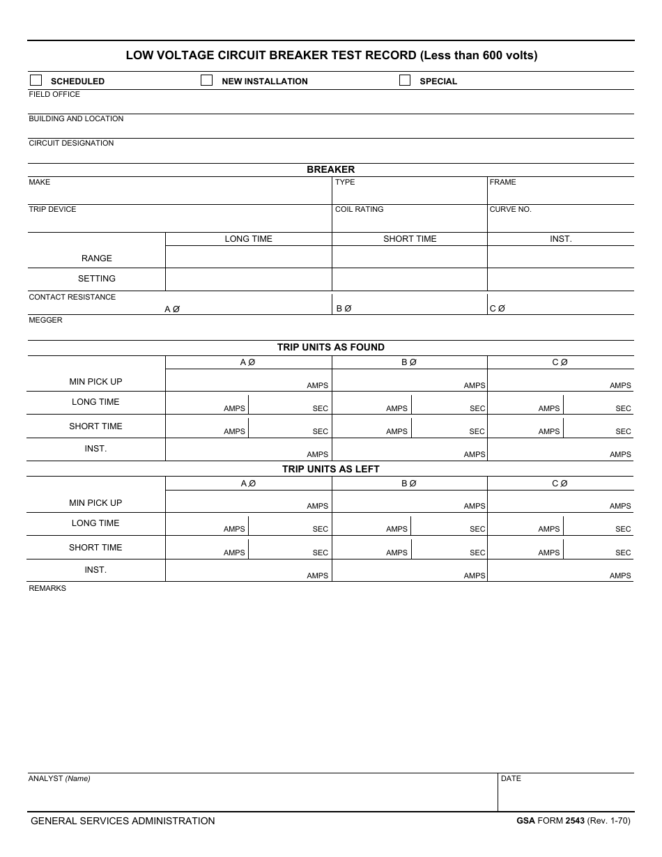 GSA Form 2543 - Fill Out, Sign Online and Download Fillable PDF ...