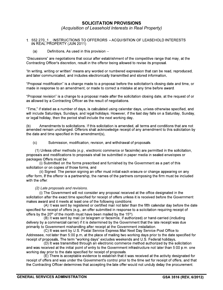 GSA Form 3516 - Fill Out, Sign Online and Download Fillable PDF ...