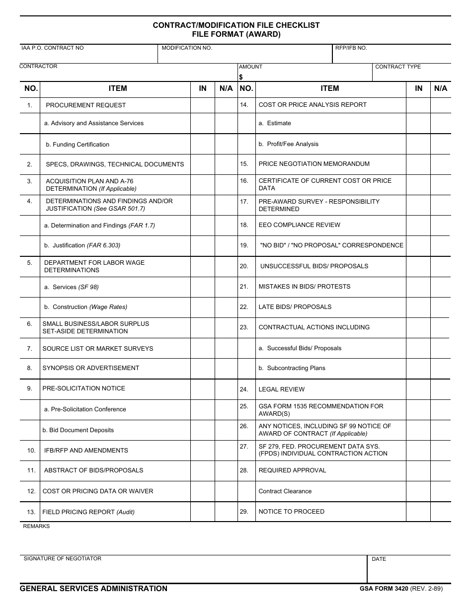 GSA Form 3420 - Fill Out, Sign Online and Download Fillable PDF ...