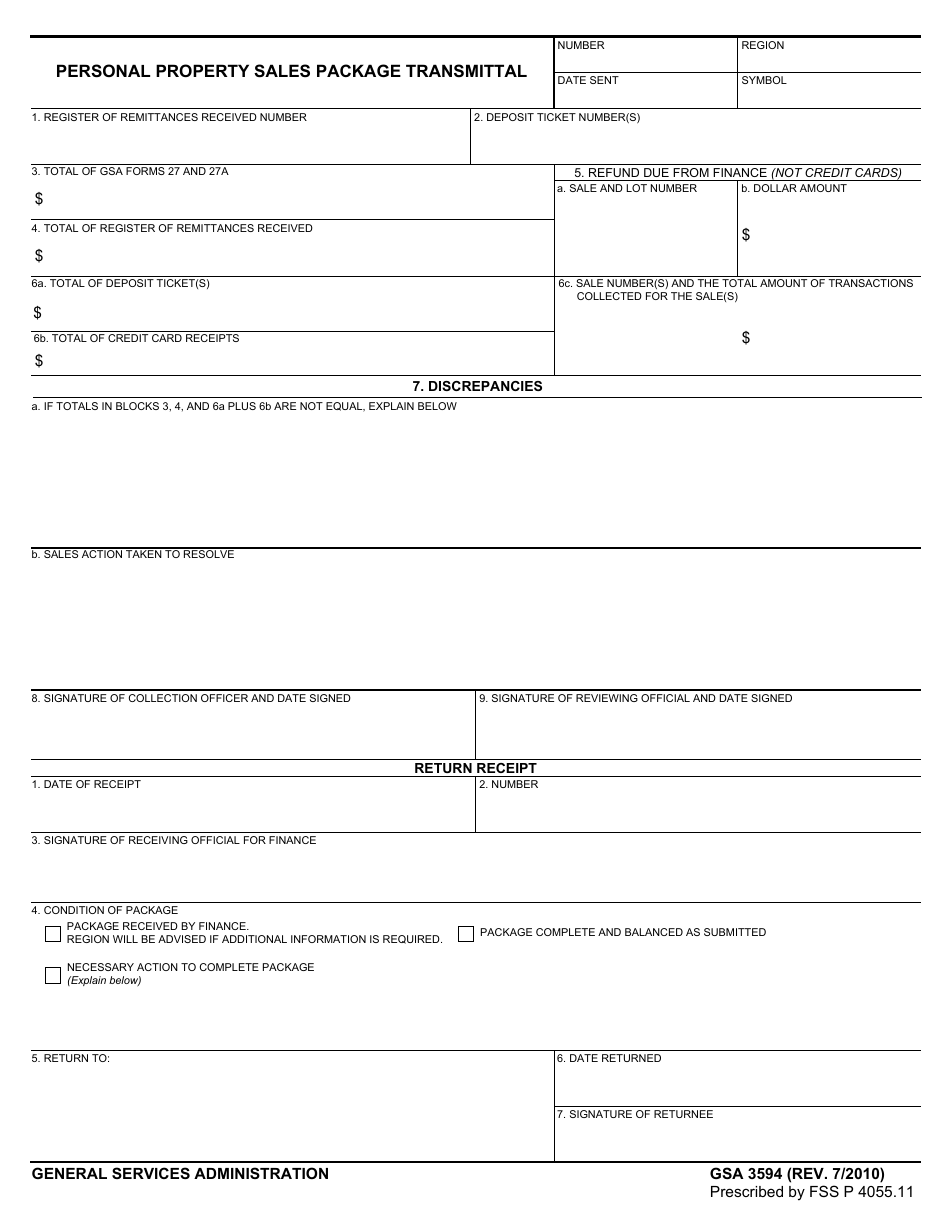 GSA Form 3594 - Fill Out, Sign Online and Download Fillable PDF ...