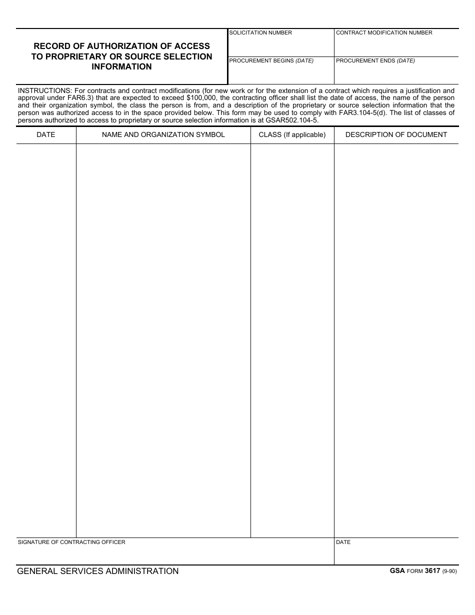 GSA Form 3617 - Fill Out, Sign Online and Download Fillable PDF ...