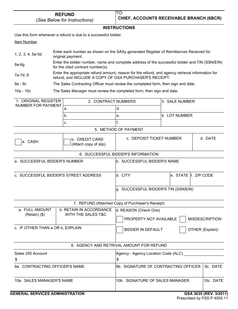 GSA Form 3635 - Fill Out, Sign Online and Download Fillable PDF ...