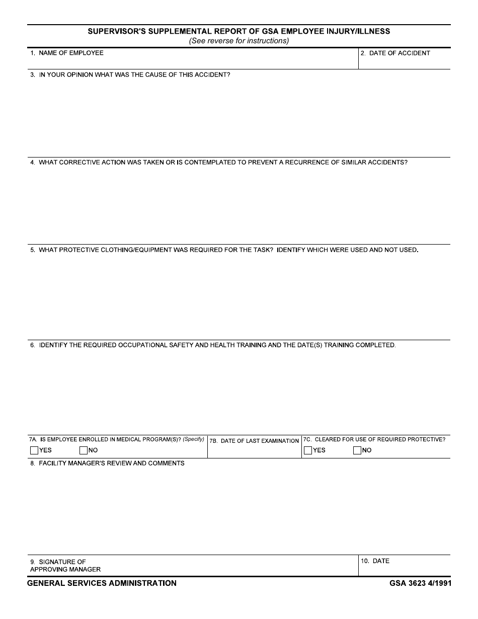 GSA Form 3623 - Fill Out, Sign Online and Download Fillable PDF ...