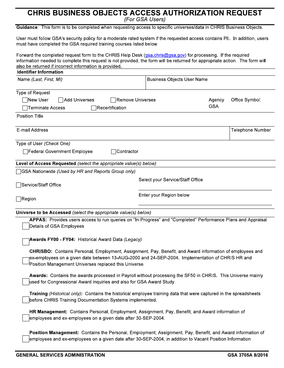 GSA Form 3705A - Fill Out, Sign Online and Download Fillable PDF ...