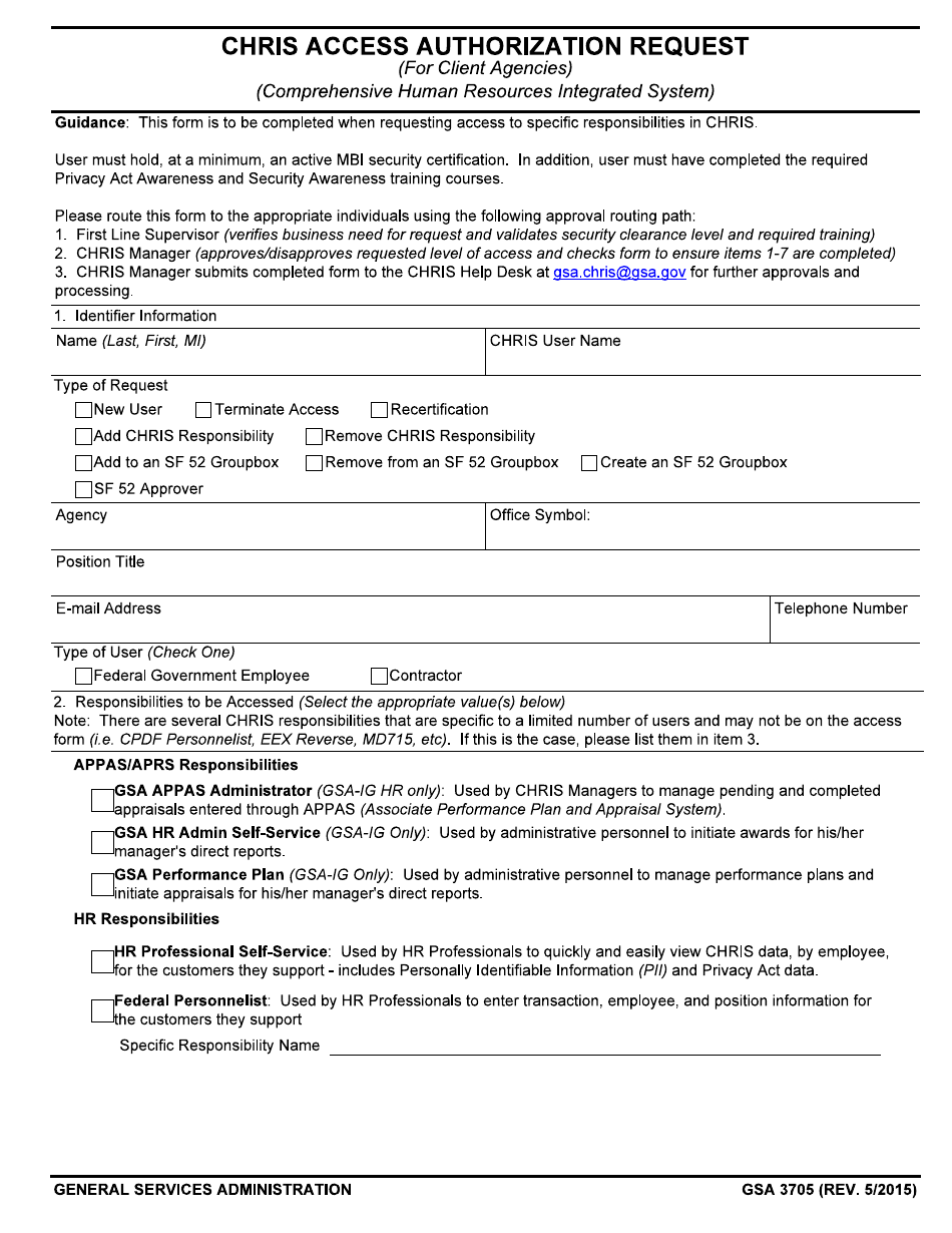 GSA Form 3705 - Fill Out, Sign Online and Download Fillable PDF ...