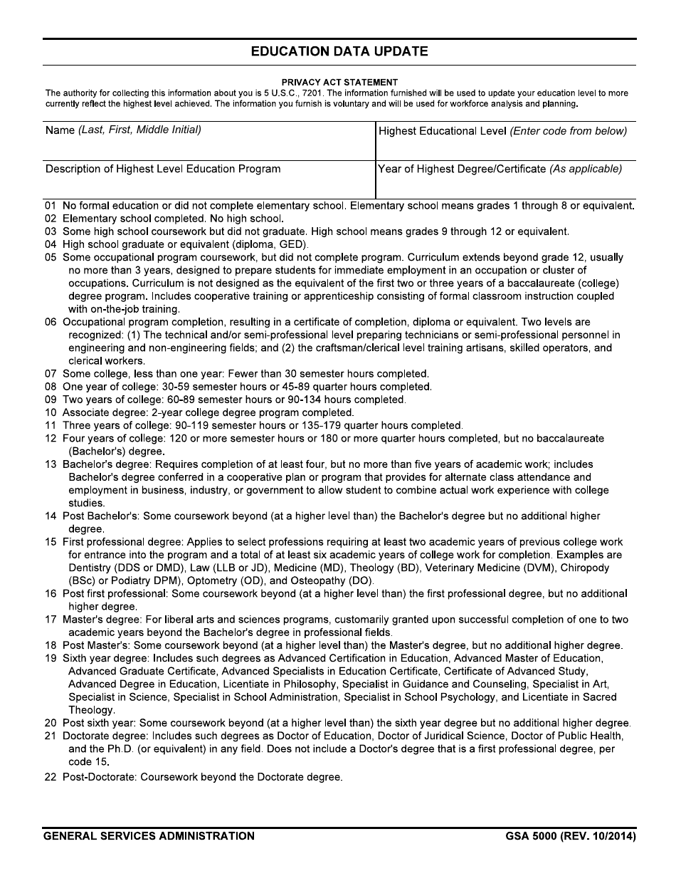 GSA Form 5000 - Fill Out, Sign Online and Download Fillable PDF ...