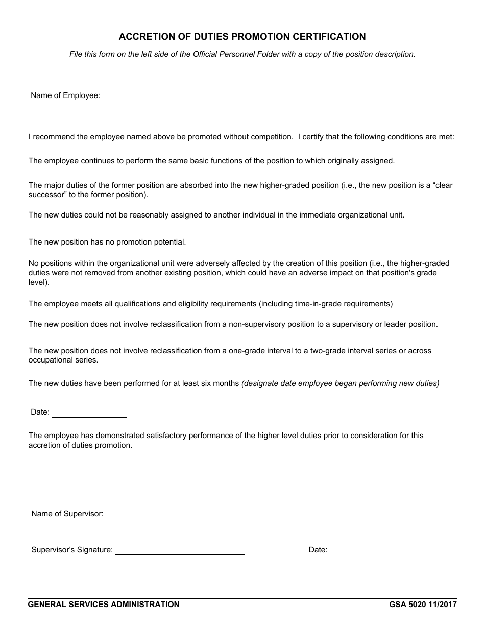 GSA Form 5020 - Fill Out, Sign Online and Download Fillable PDF ...