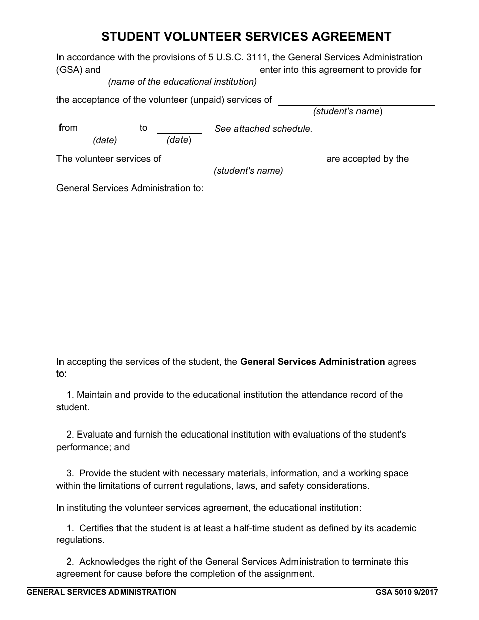 GSA Form 5010 - Fill Out, Sign Online and Download Fillable PDF ...