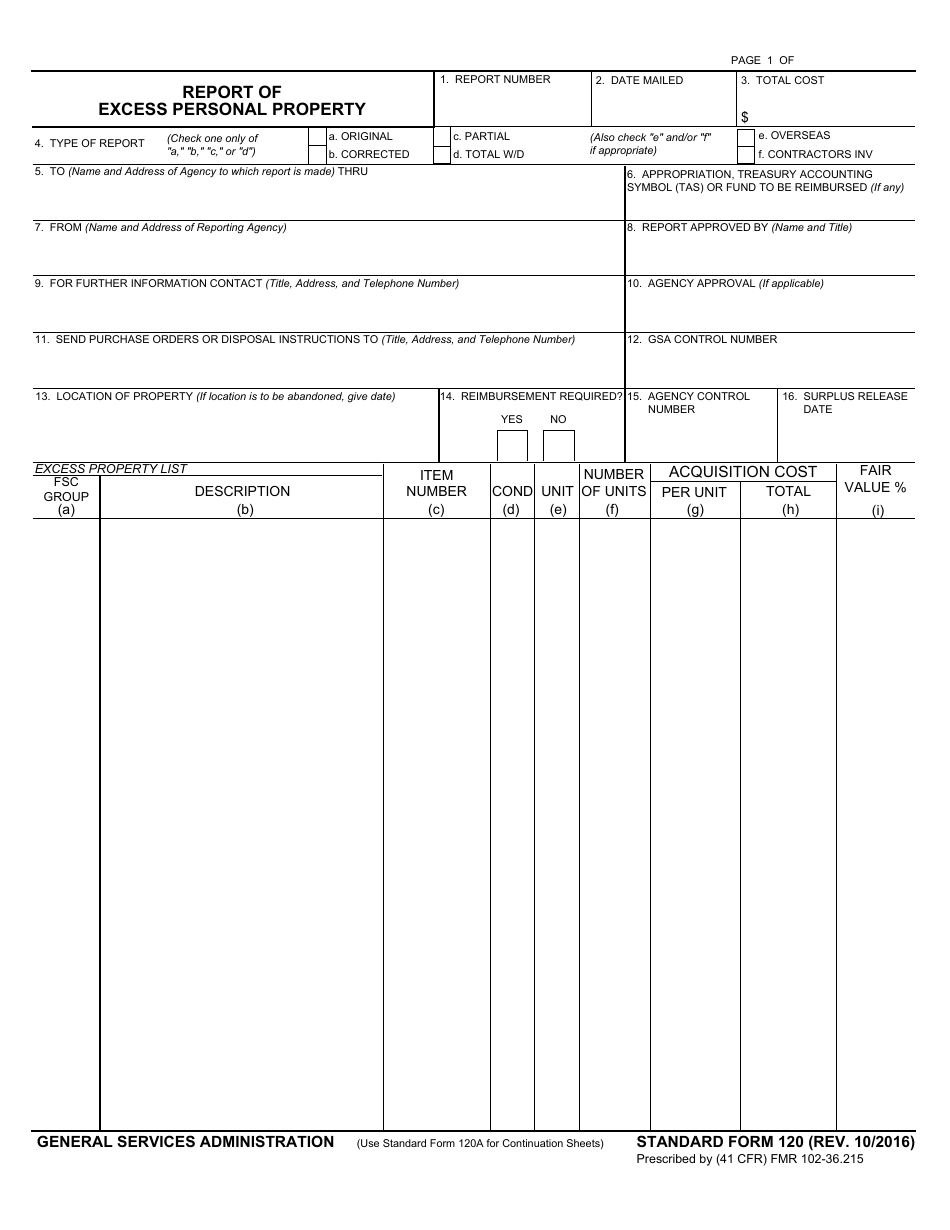 Form SF-120 - Fill Out, Sign Online and Download Fillable PDF ...