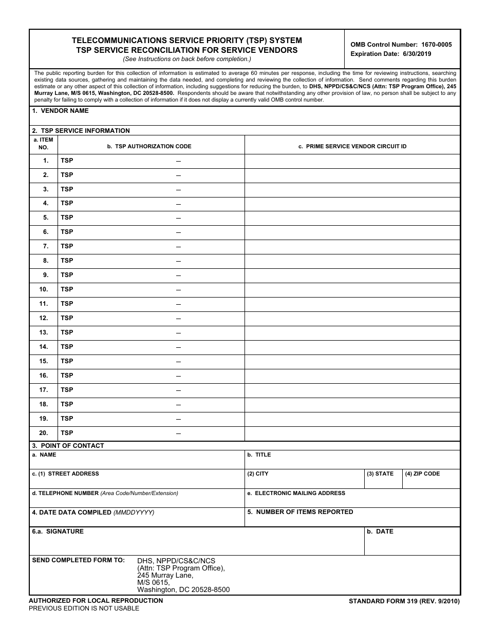 Form SF-319 - Fill Out, Sign Online and Download Fillable PDF ...
