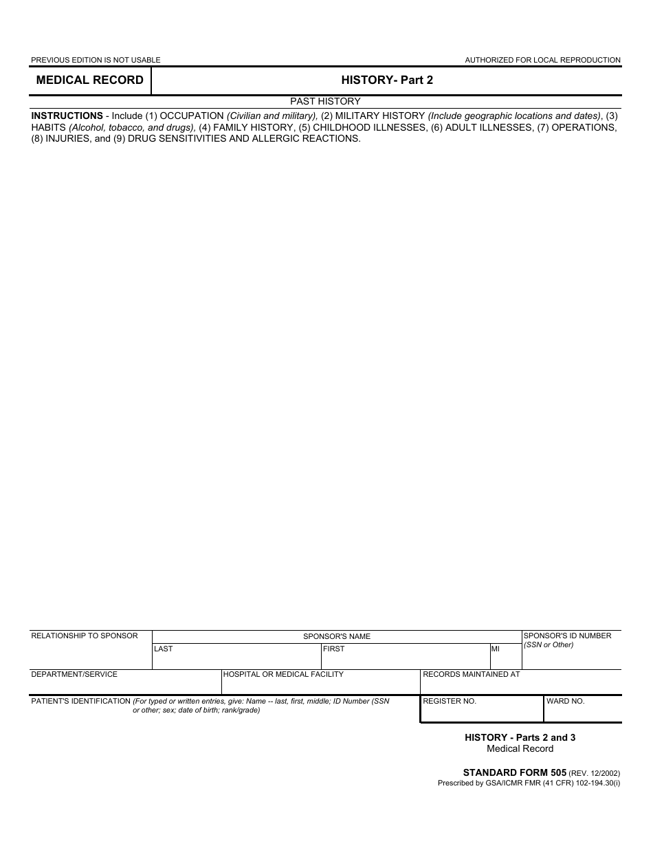 Form SF-505 - Fill Out, Sign Online and Download Fillable PDF ...