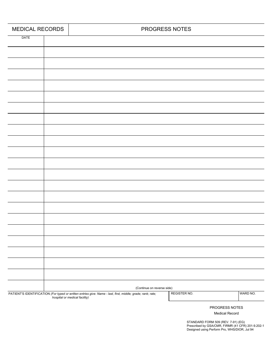 Form SF-509 - Fill Out, Sign Online and Download Fillable PDF ...