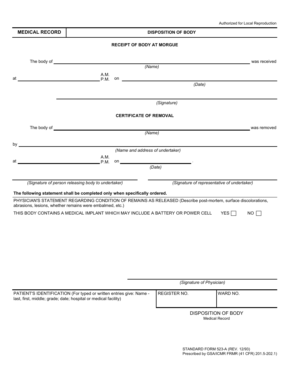 Form SF-523A - Fill Out, Sign Online and Download Fillable PDF ...