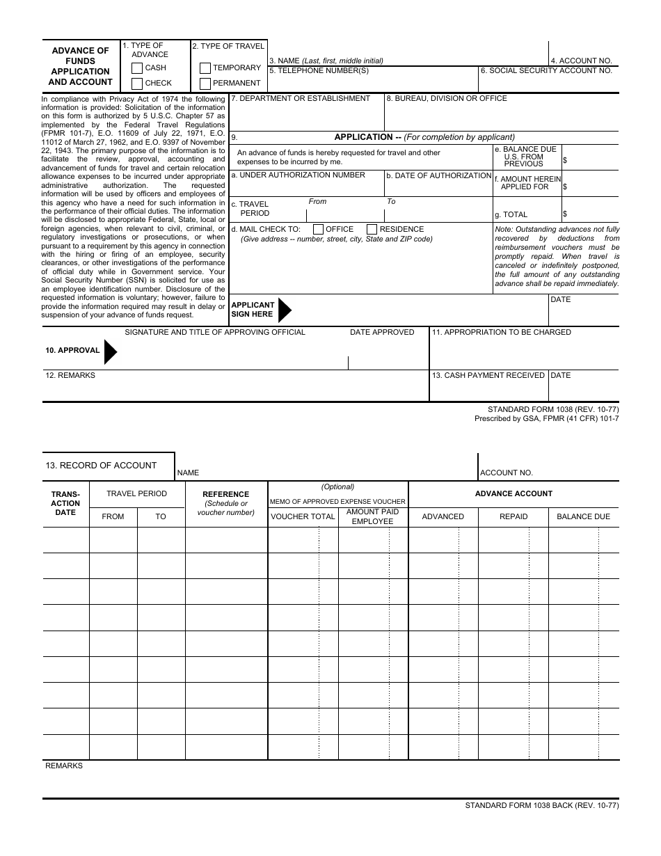 Form SF-1038 - Fill Out, Sign Online and Download Fillable PDF ...