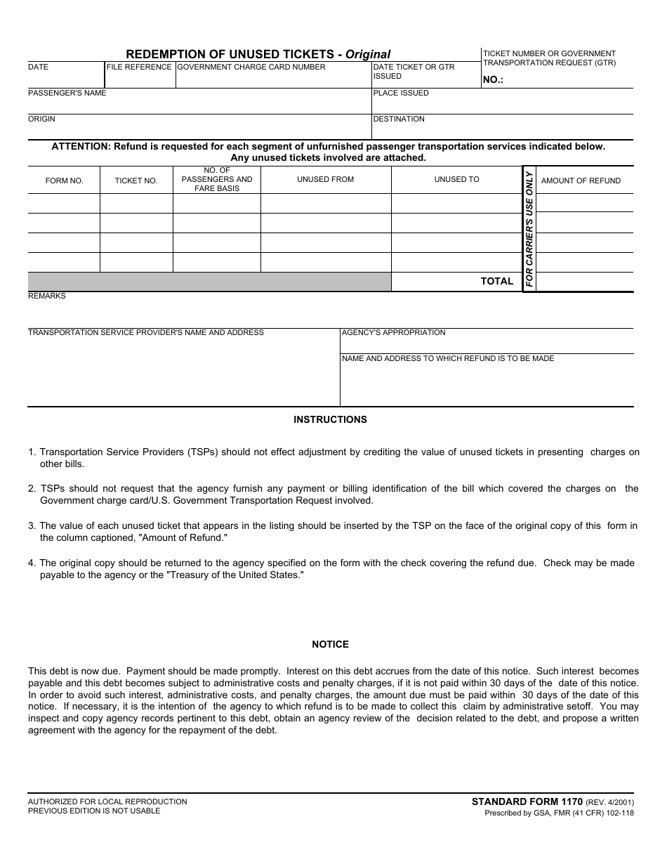 Form SF-1170 - Fill Out, Sign Online and Download Fillable PDF ...