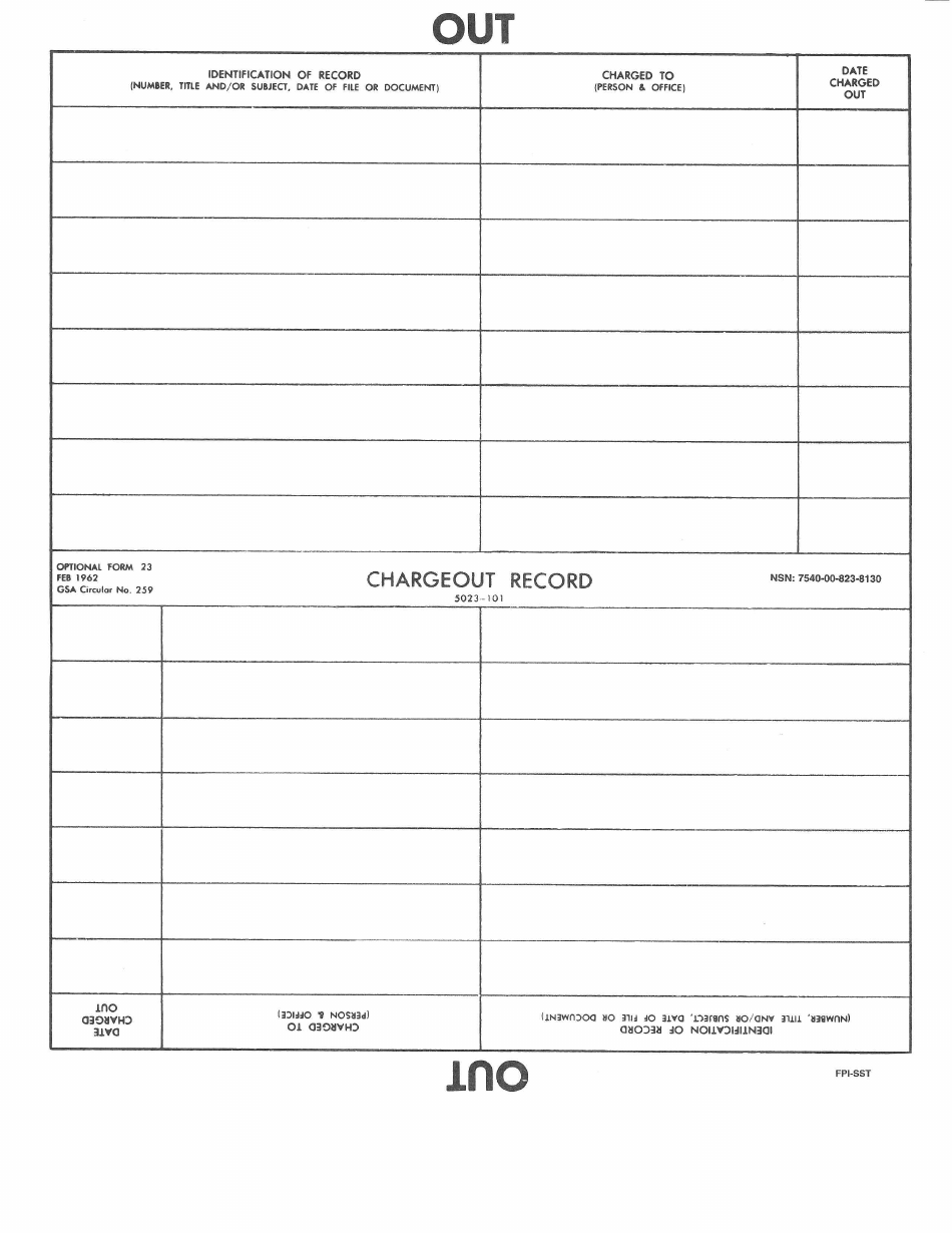Optional Form 23 - Fill Out, Sign Online and Download Fillable PDF ...