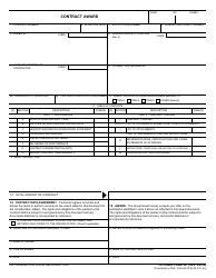 Optional Form 307 Download Fillable PDF or Fill Online Contract Award ...