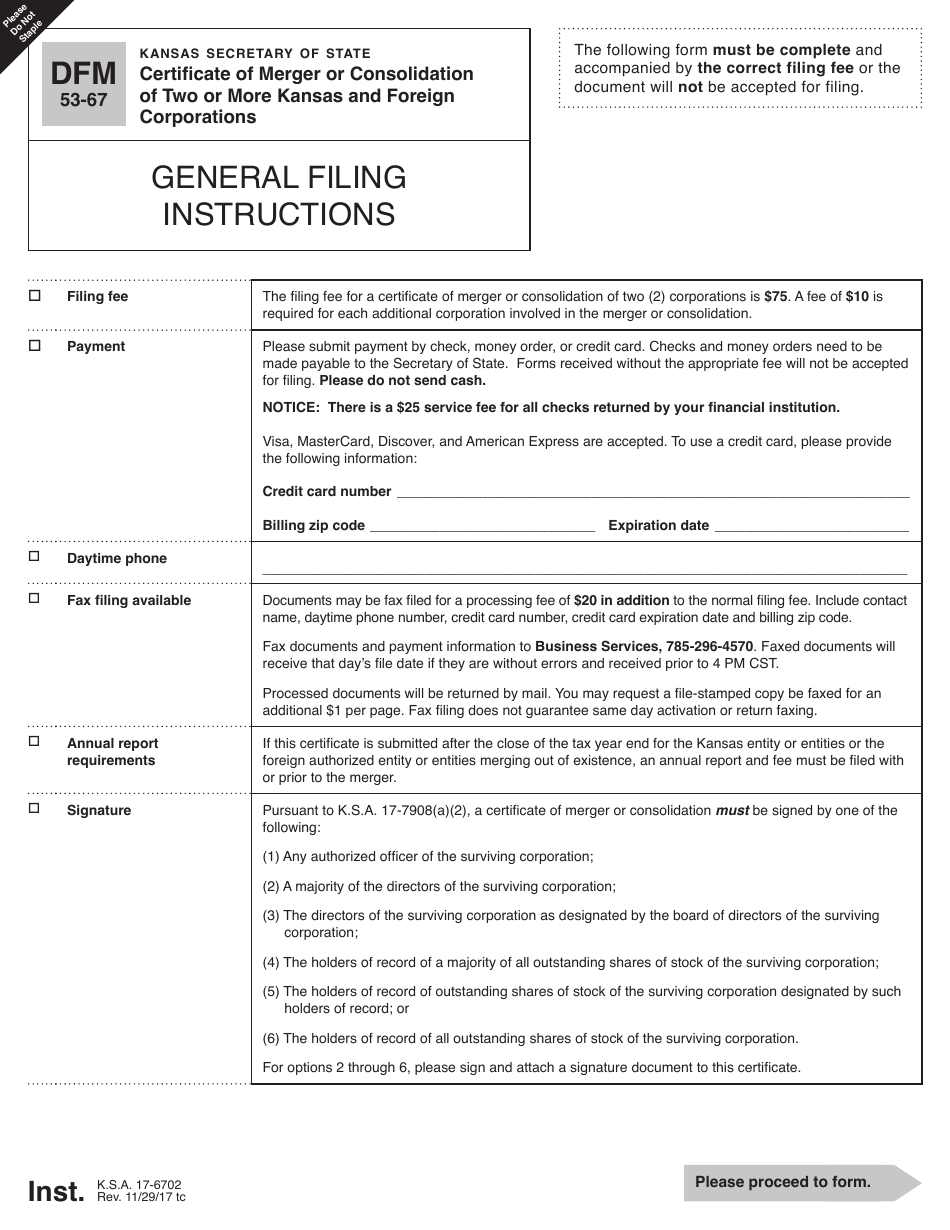 Form DFM53-67 - Fill Out, Sign Online and Download Fillable PDF, Kansas ...