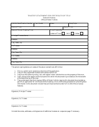 Arkansas Trustee's Statement for Certificate of Title Download ...