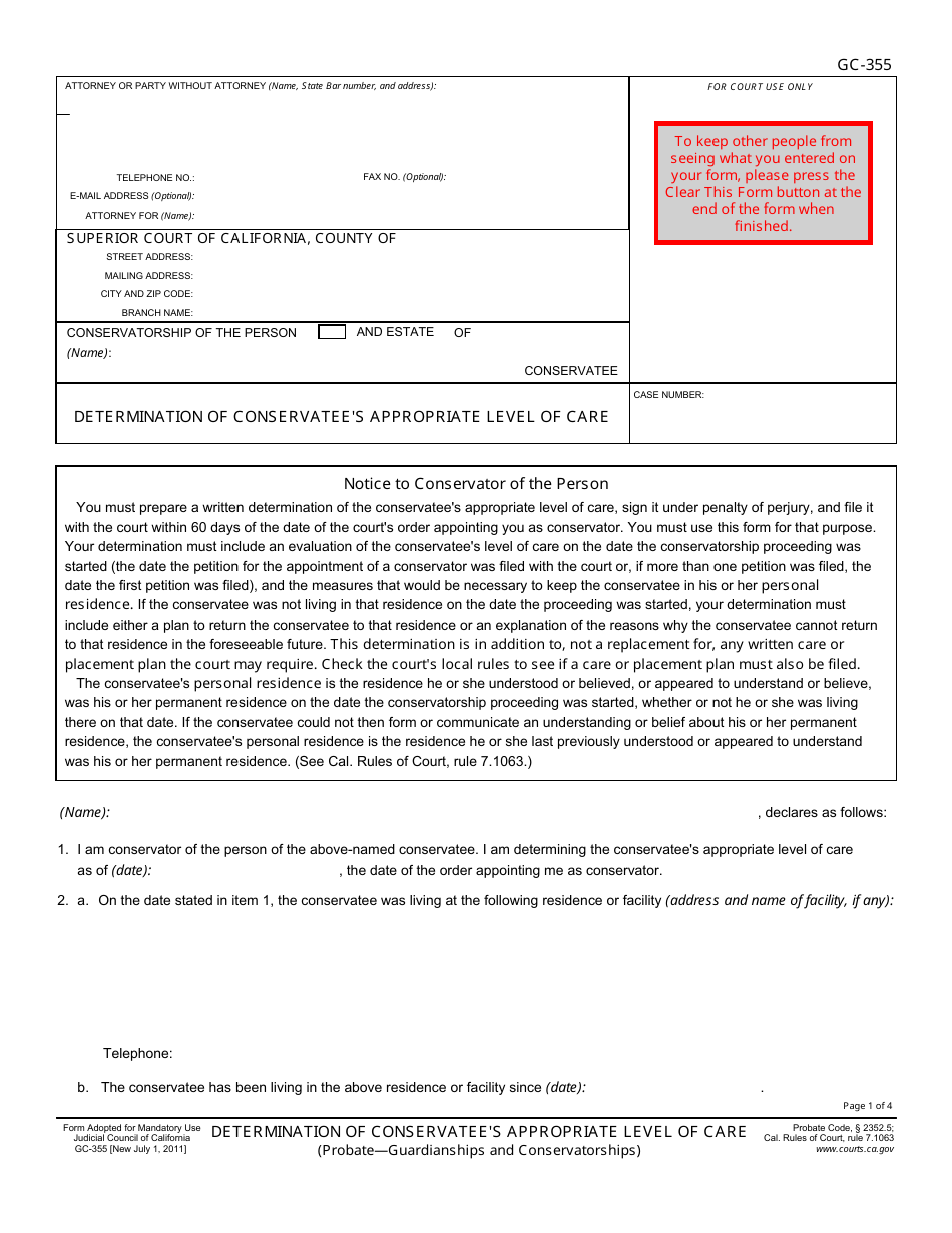 Form GC-355 - Fill Out, Sign Online and Download Fillable PDF ...