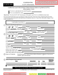 Form CLETS-001 Download Fillable PDF or Fill Online Confidential Clets ...