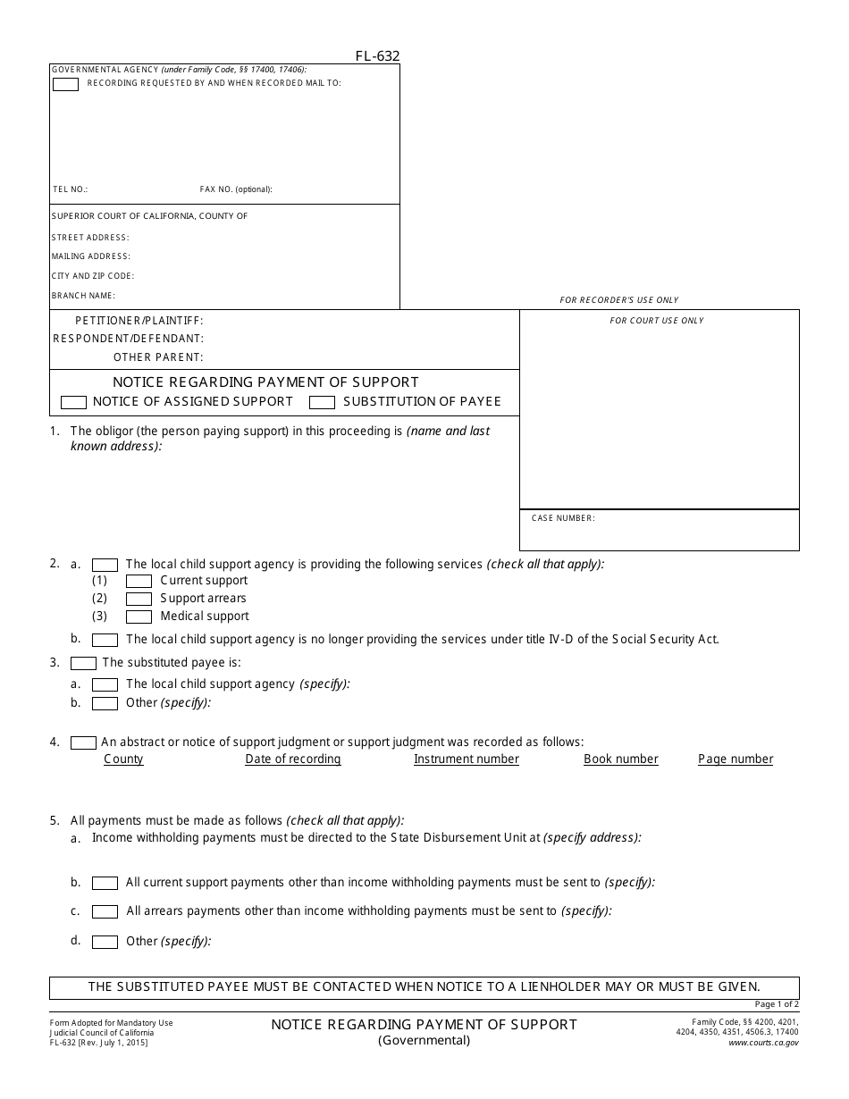 Form FL-632 - Fill Out, Sign Online and Download Fillable PDF ...