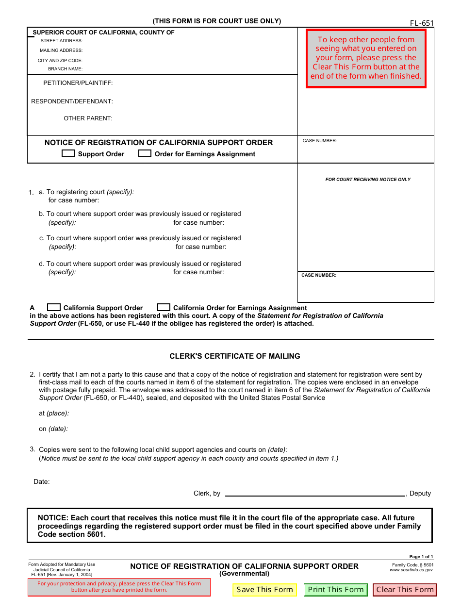 Form FL-651 - Fill Out, Sign Online and Download Fillable PDF ...
