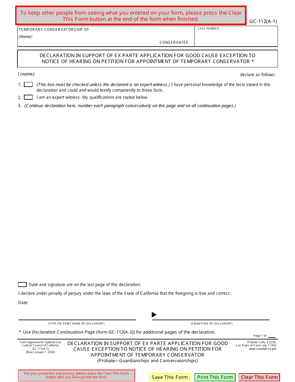 Form GC-112(A-1) - Fill Out, Sign Online and Download Fillable PDF ...