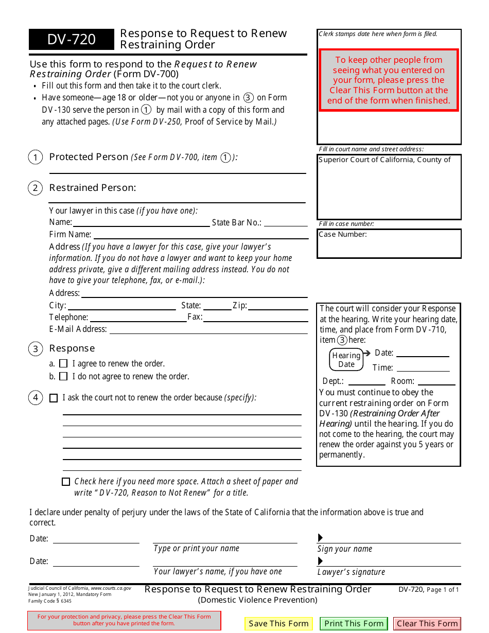 Form DV-720 - Fill Out, Sign Online and Download Fillable PDF ...