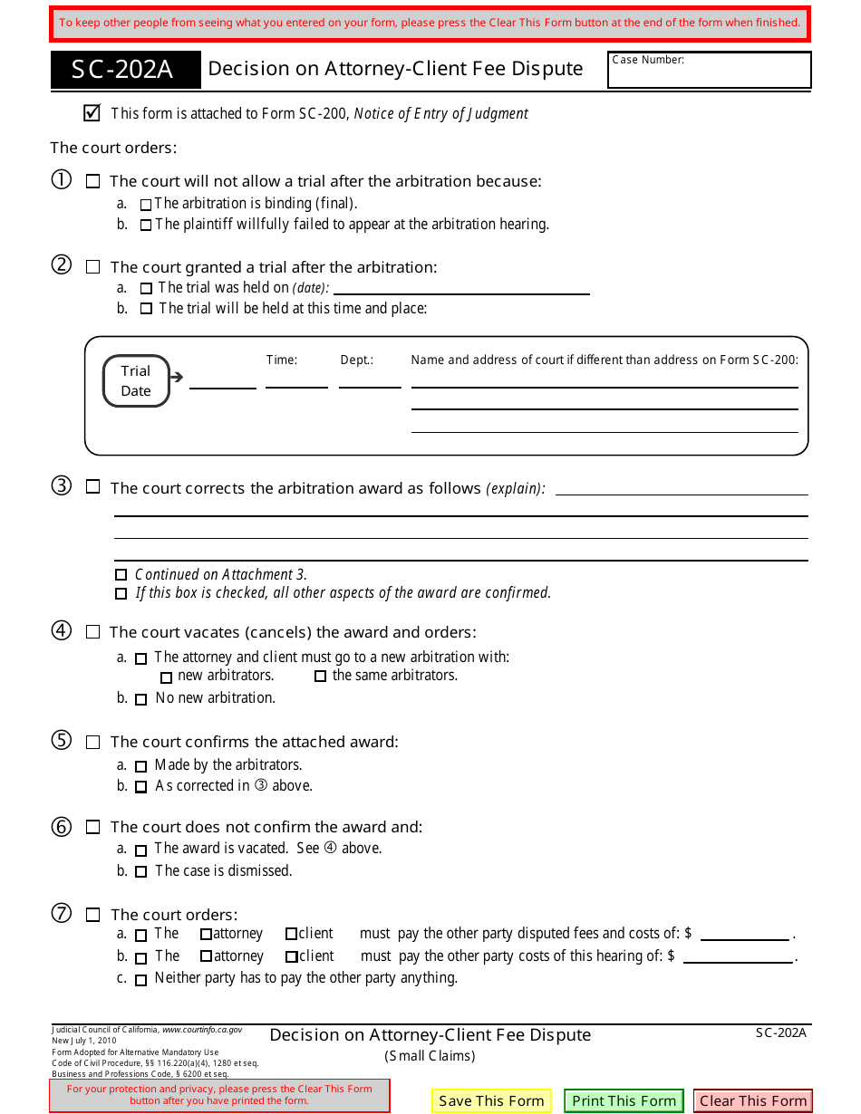 Form SC-202A - Fill Out, Sign Online and Download Fillable PDF ...