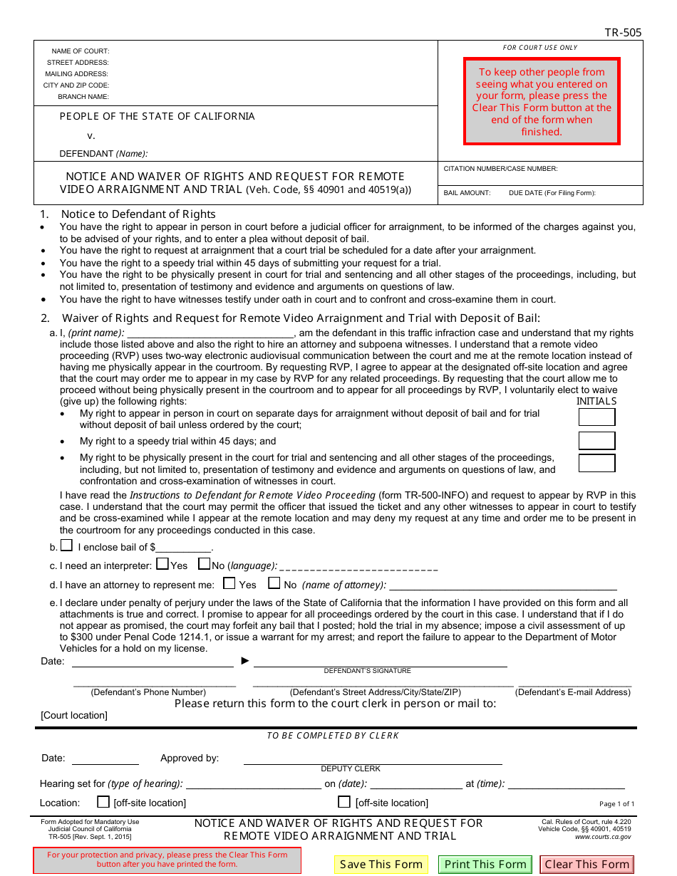 Form TR-505 - Fill Out, Sign Online and Download Fillable PDF ...