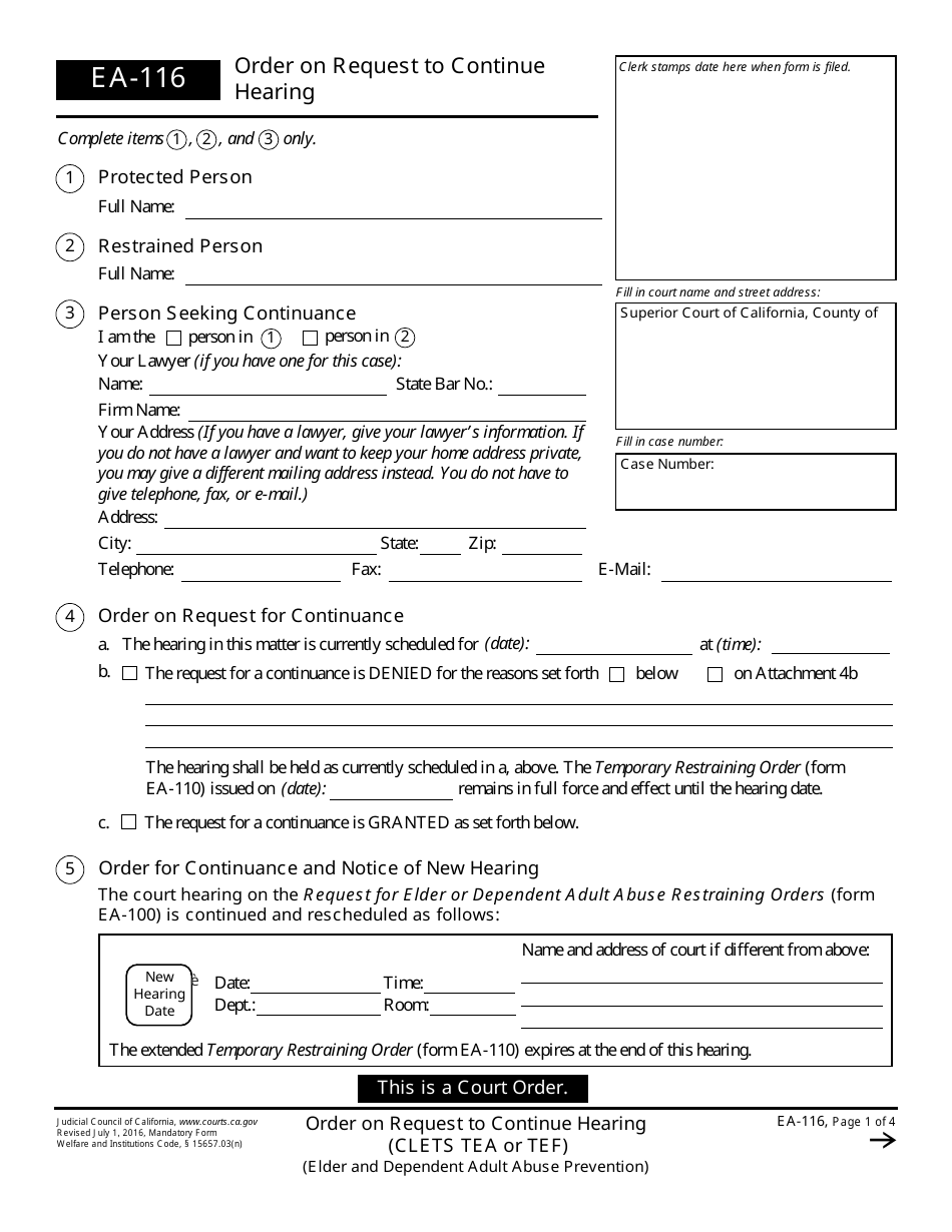 Form EA-116 - Fill Out, Sign Online and Download Fillable PDF ...