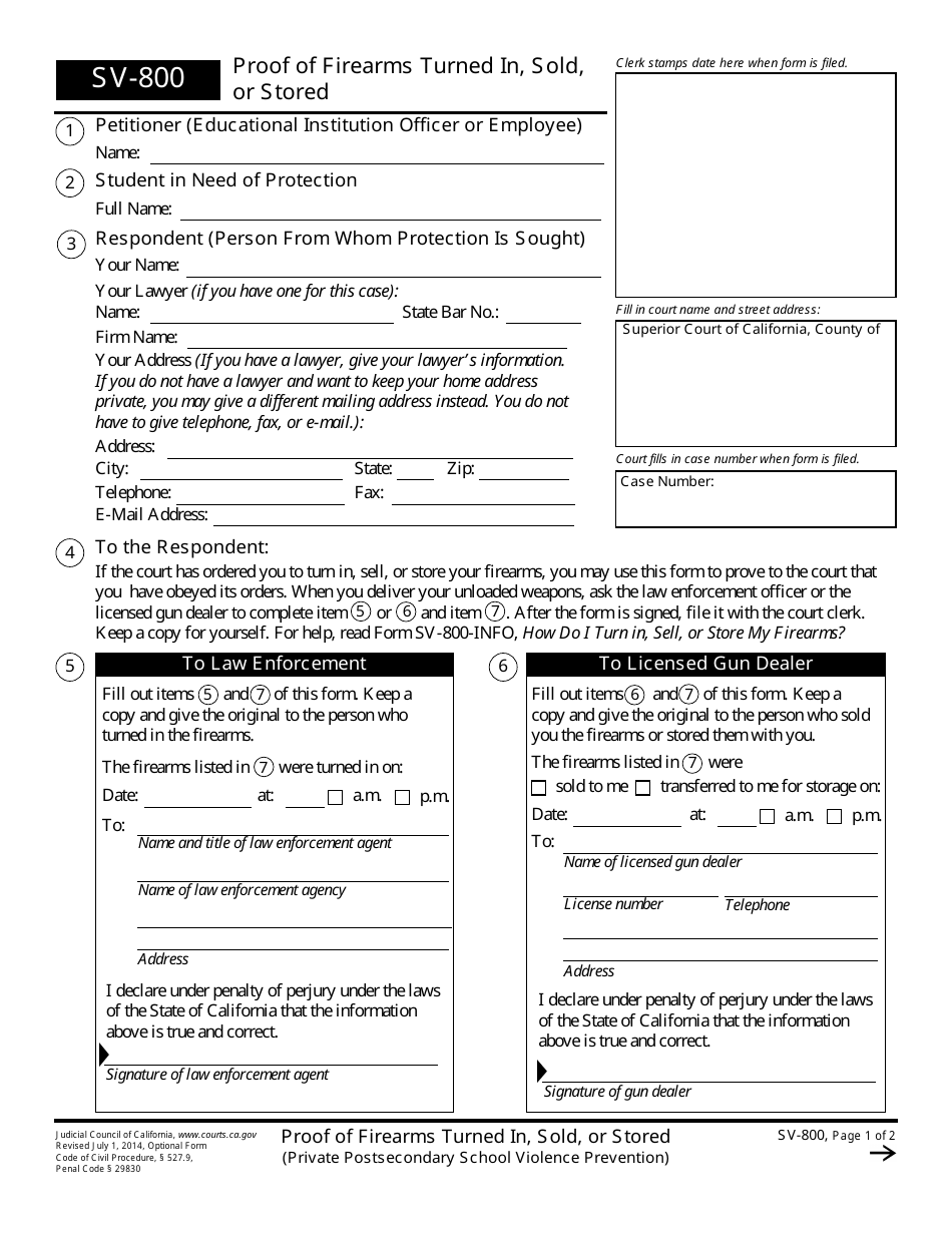 Form SV-800 - Fill Out, Sign Online and Download Fillable PDF ...