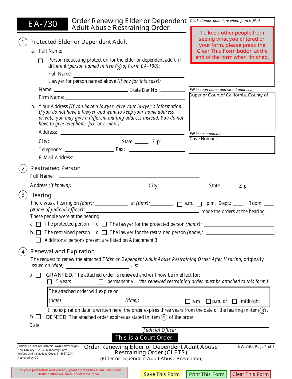 Form EA-730 - Fill Out, Sign Online and Download Fillable PDF ...