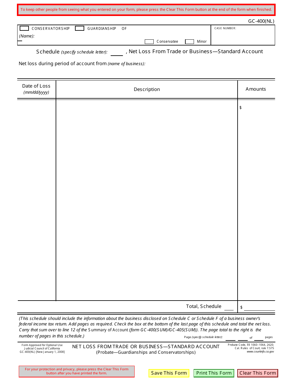 Form GC-400(NL) - Fill Out, Sign Online and Download Fillable PDF ...