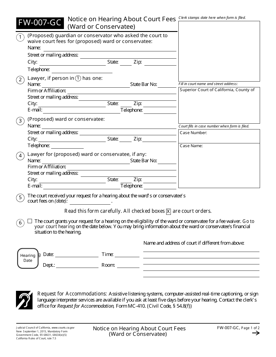 Form FW-007-GC - Fill Out, Sign Online and Download Fillable PDF ...