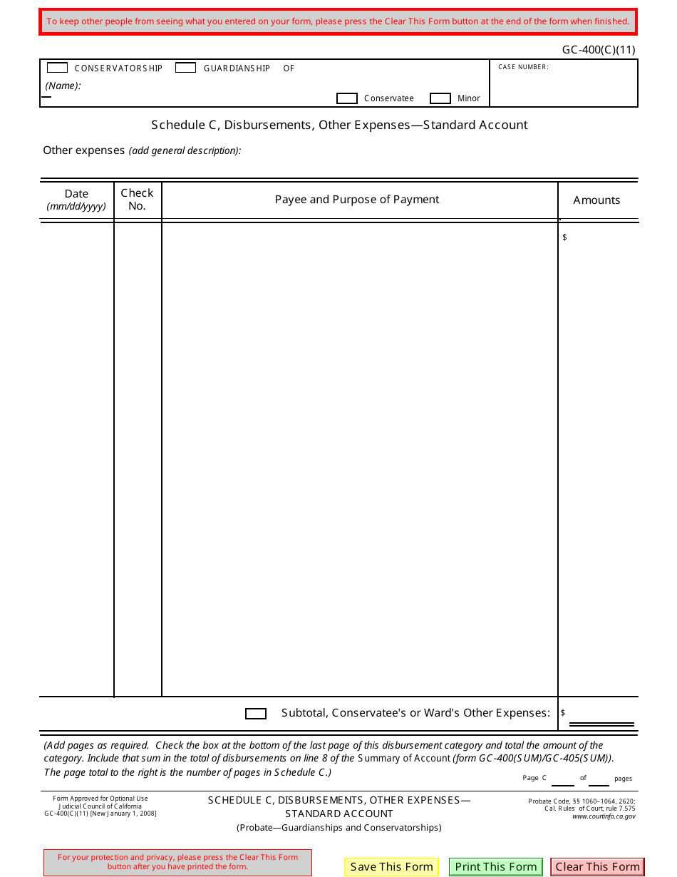 Form GC-400(C)(11) Schedule C - Fill Out, Sign Online and Download ...