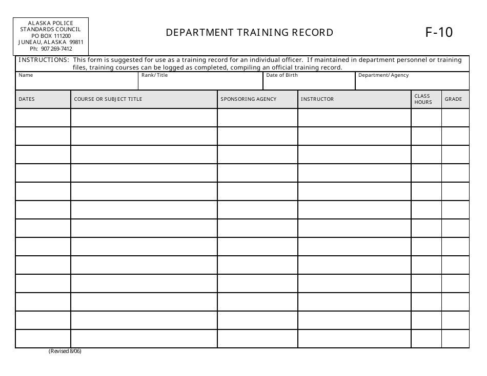 Form F-10 - Fill Out, Sign Online and Download Printable PDF, Alaska ...