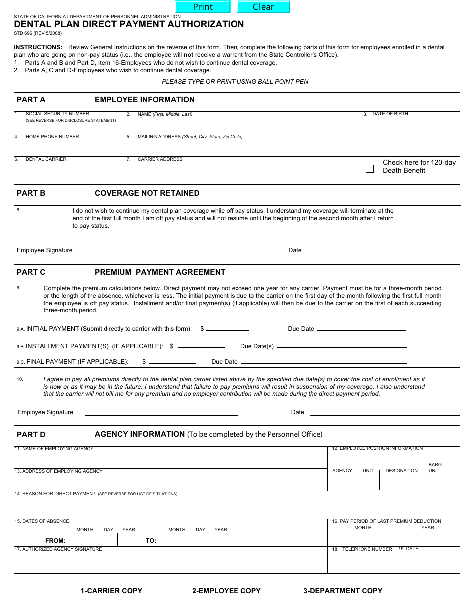 Form STD696 - Fill Out, Sign Online and Download Fillable PDF ...