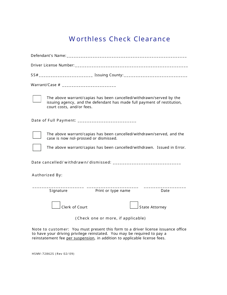 Form HSMV-72862 - Fill Out, Sign Online and Download Printable PDF ...