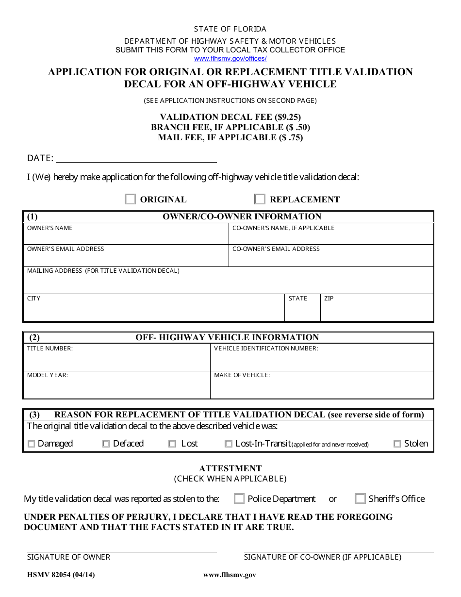 Form HSMV82054 - Fill Out, Sign Online and Download Fillable PDF ...