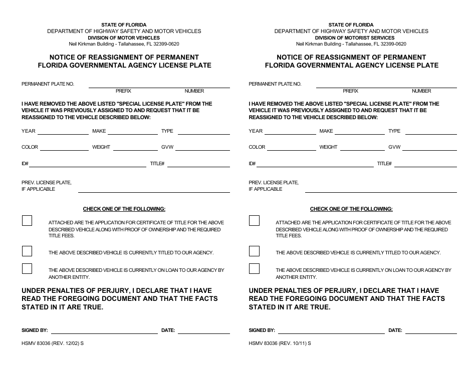 Form HSMV83036 - Fill Out, Sign Online and Download Fillable PDF ...