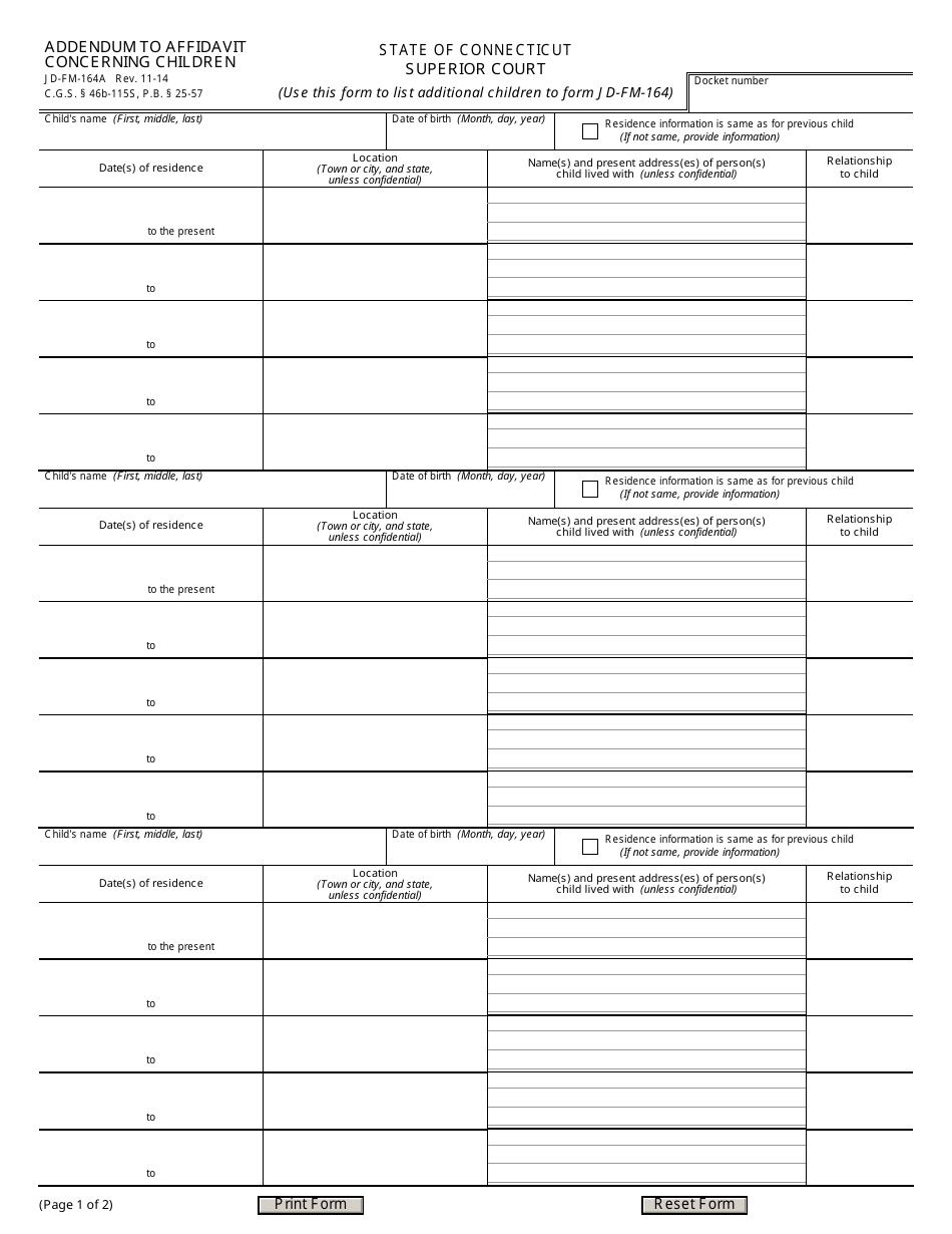 Form JD-FM-164A - Fill Out, Sign Online and Download Fillable PDF ...