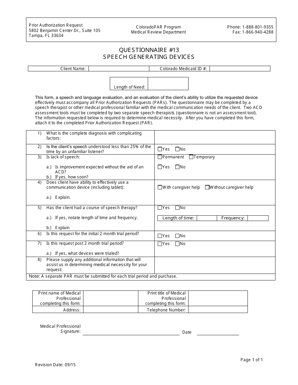 Colorado Questionnaire #13 - Speech Generating Devices - Fill Out, Sign ... Colorado Questionnaire #13 - Speech Generating Devices - Fill Out, Sign ...