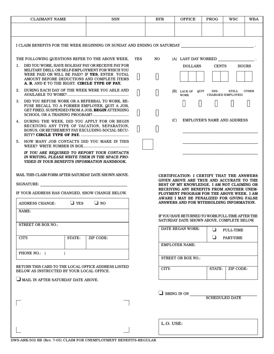 Form DWS-ARK-502 RB - Fill Out, Sign Online and Download Printable PDF ...