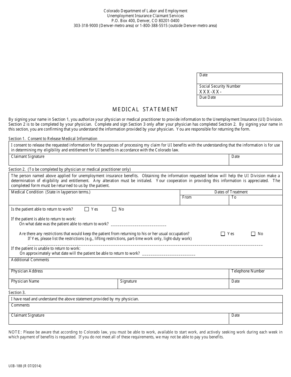 Form UIB-188 - Fill Out, Sign Online and Download Printable PDF ...